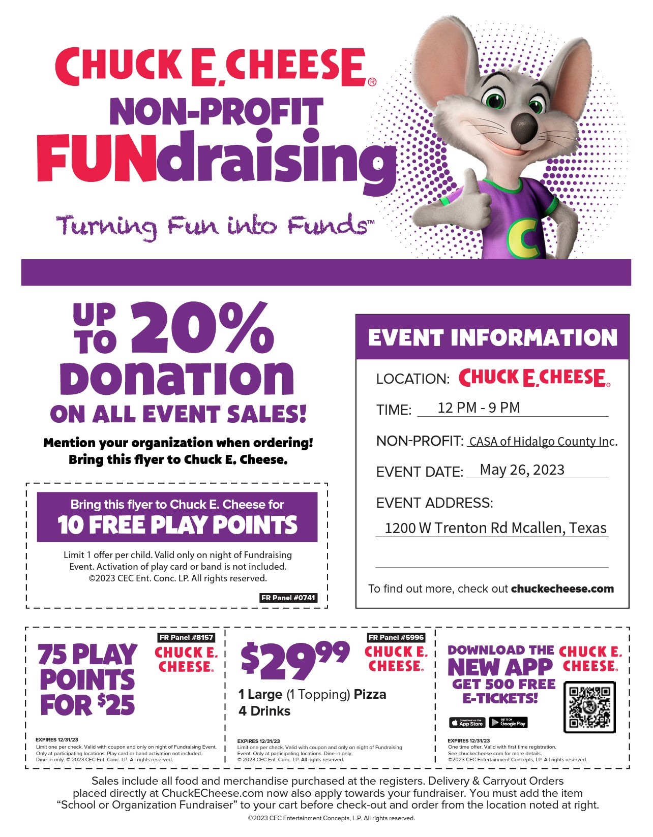 May 26, 2023 - CASA of Hidalgo County Chuck E. Cheese Day! - CASA of ...